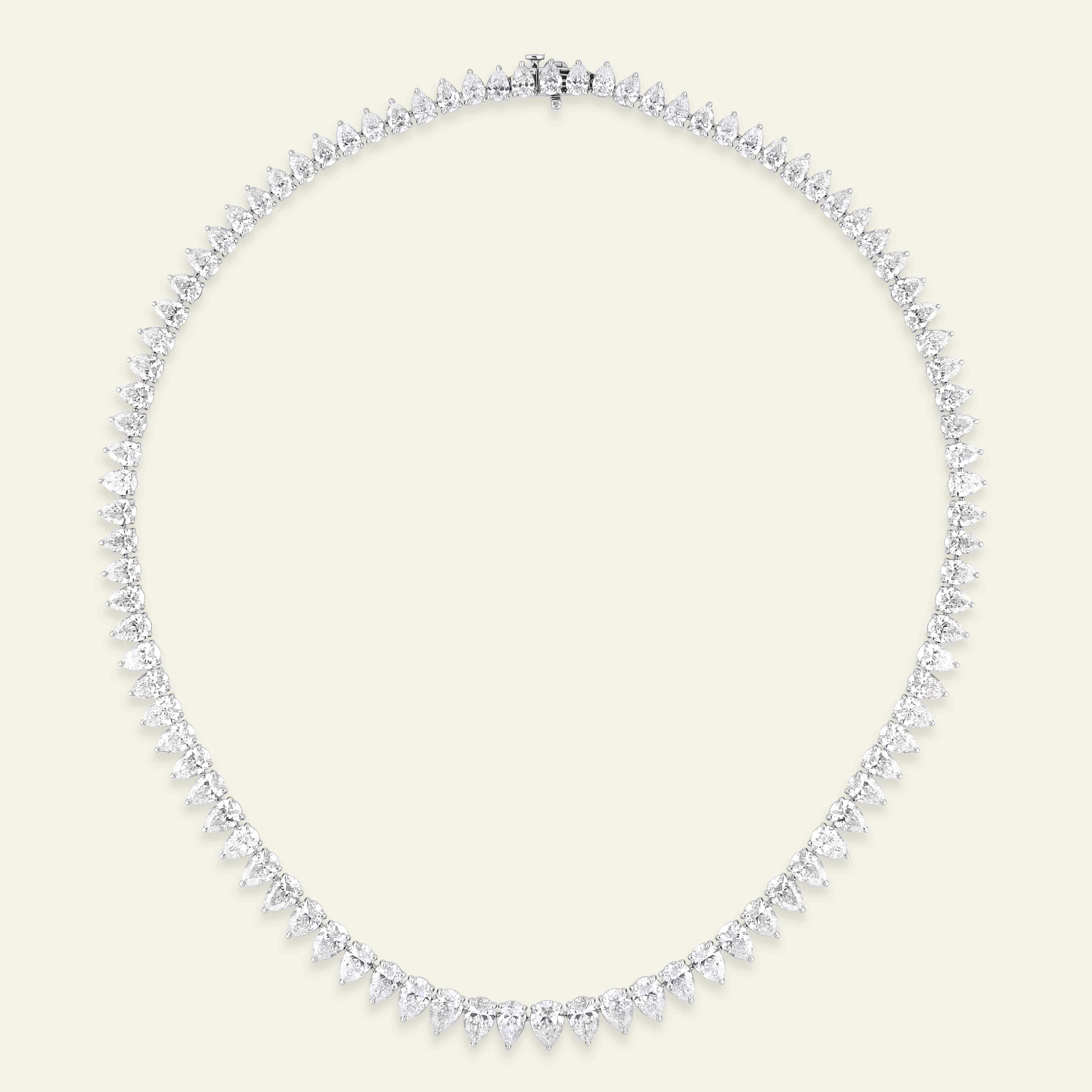 High Jewelry Diamond Necklace - Pear Shaped Diamond Tennis Necklace ...